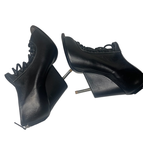 Givenchy | Shoes | Givenchy Black Lace Up Ankle Boots Nail Heel Size 36 ...